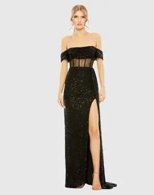 Women's Sequin Corset Evening Gown