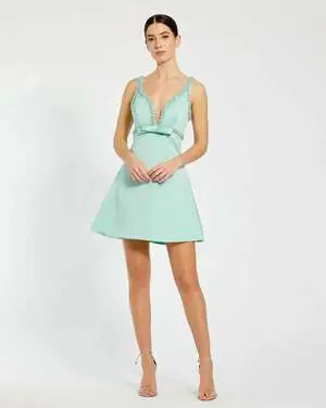 Mac Duggal Hand-beaded A-line Mini Dress - Green