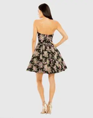 Mac Duggal Strapless Brocade Mini Dress