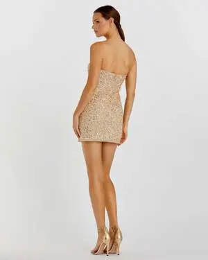 Mac Duggal Sequin And Beaded Strapless Mini Dress