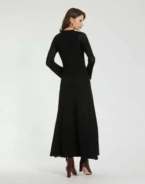 Mac Duggal Scoop Neck Long Sleeve Knit Maxi Dress