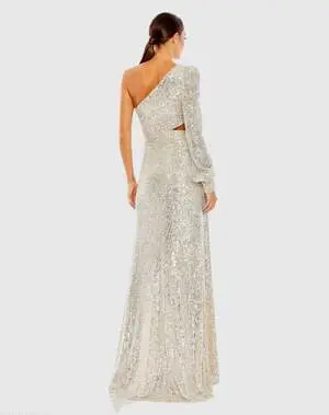 Mac Duggal Sequin One-shoulder Gown