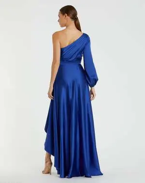 Mac Duggal One-shoulder Hi-low Gown - Blue
