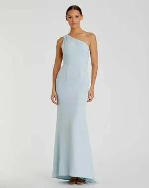Mac Duggal One-shoulder Crepe Mermaid Gown - Blue