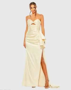 Maxi Dress with Side Slit and Satin Bow