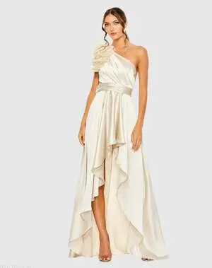 Beige One Shoulder Gowns