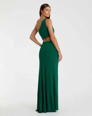 Mac Duggal One-shoulder Cut-out Gown - Emerald