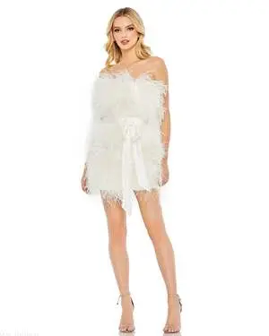 White Feather Mini Dresses