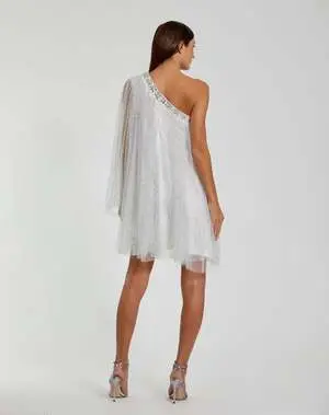 Mac Duggal One-shoulder Embellished Tulle Mini Dress