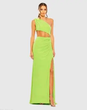 Mac Duggal One-shoulder Cut-out Gown - Green