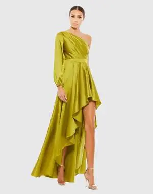 Mac Duggal One-shoulder Hi-low Gown