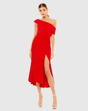 Asymmetrical Off-the-Shoulder Midi Dresses