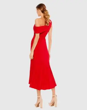 Mac Duggal Ruched Off-the-shoulder Midi Dress - Red