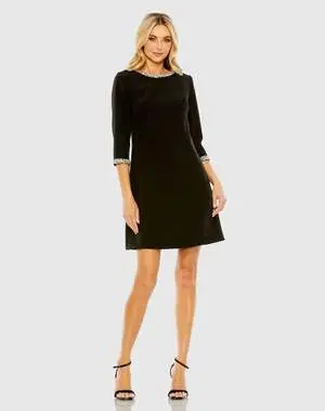 Mac Duggal Embellished Crepe Cocktail Dress - Black