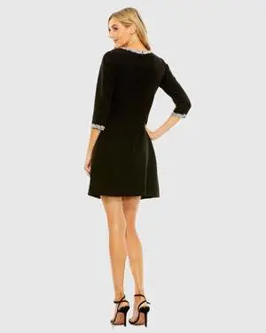 Mac Duggal Embellished Crepe Cocktail Dress - Black