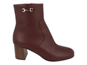 FERRAGAMO Otello Leather Booties - Nebbiolo