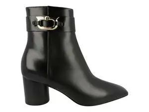 FERRAGAMO Placida Leather Booties - Black