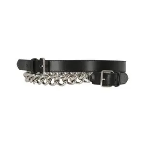 Alexander McQueen Double Belt With Chain - Black