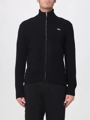 Lacoste Zip-up Sweater With Mock Neck - Black