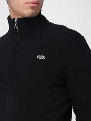 Lacoste Zip-up Sweater With Mock Neck - Black