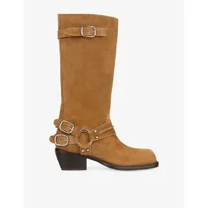 Sandro Buckle Suede Knee-high Boots