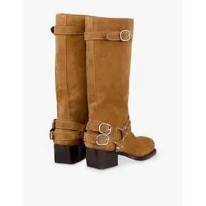 Sandro Buckle Suede Knee-high Boots
