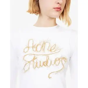 Acne Studios Embroidered-logo Overlay Stretch-cotton Top