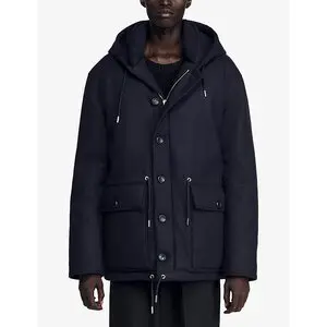Sandro Hooded Drawstring-waist Wool And Cashmere-blend Parka