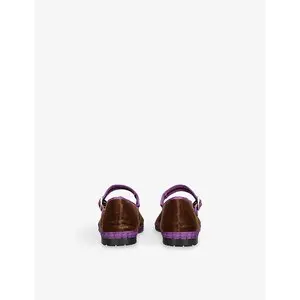 FLABELUS Archer Velvet Mary Jane Flats - Brown/oth