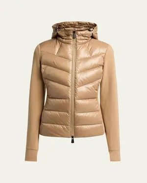 Moncler Padded Zip-up Hoodie Cardigan - Ltbrwn