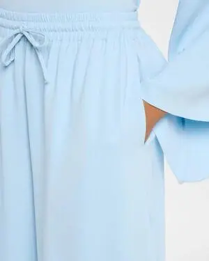 Oscar De La Renta Silk Georgette Wide-leg Pull-on Pants - Sky