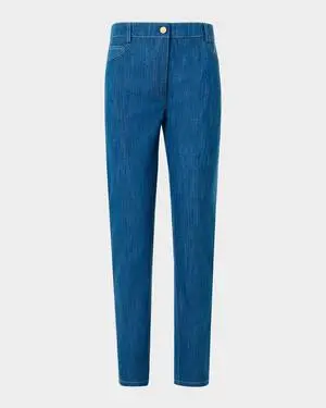 Akris Maru Straight-leg Stretch Denim Pants - Medium Blu