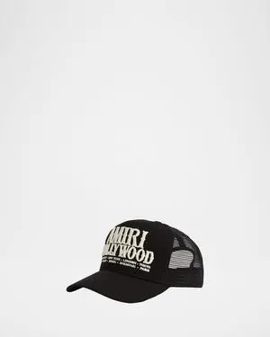 Amiri Hollywood Embroidered Trucker Hat - Black