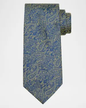 Charvet Multi-paisley Silk Tie - Blue Yellow
