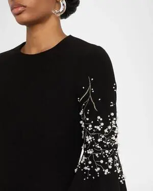 Rickie Freeman For Teri Jon Beaded Embroidered Crepe Dress - Black Multi