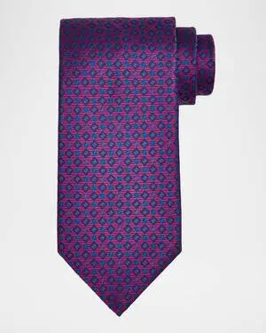 Stefano Ricci Woven Squares Neck Tie Pink