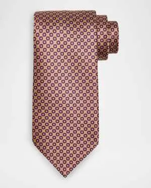 Stefano Ricci Floral Medallion Silk Neck Tie Purple