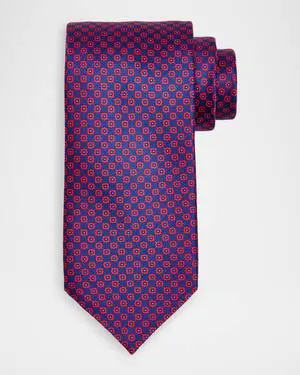 Stefano Ricci Floral Medallion Silk Neck Tie Red