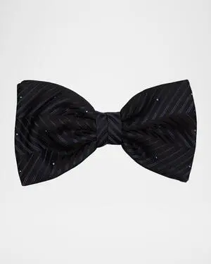 Stefano Ricci Crystal-Embellished Bow Tie Blue