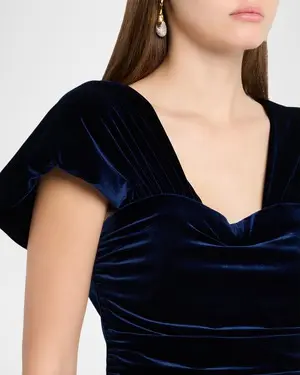 Chiara Boni La Petite Robe Vesina Peplum Velvet Column Gown