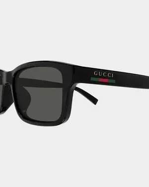 Gucci Lines 57mm Rectangular Sunglasses - Black
