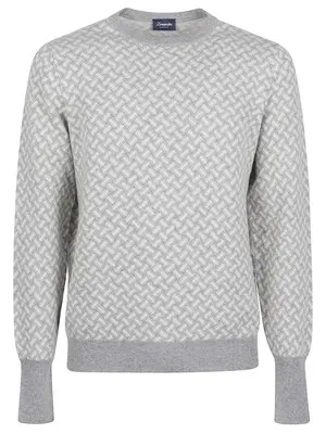 DRUMOHR Round Neck Long Sleeve Sweater - Grey