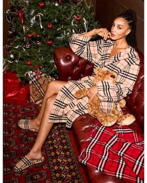 Burberry Merino Wool Cashmere Check Robe