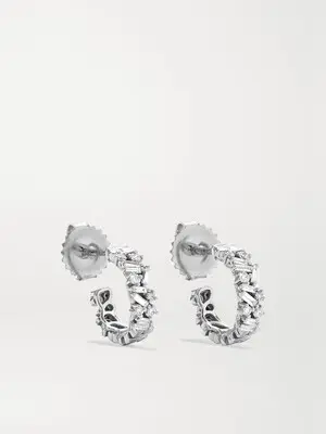 SUZANNE KALAN Shimmer 18-karat White Gold Diamond Hoop Earrings - Silver