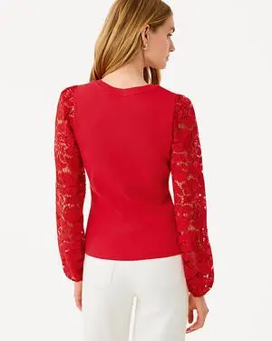 LILLY PULITZER Bryant Lace Knit Top - Cranberry Red