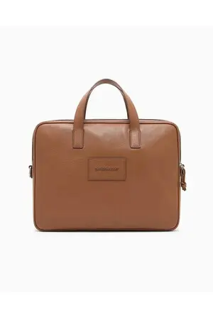 Emporio Armani Tumbled Leather Briefcase - Brown