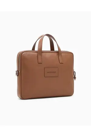 Emporio Armani Tumbled Leather Briefcase - Brown
