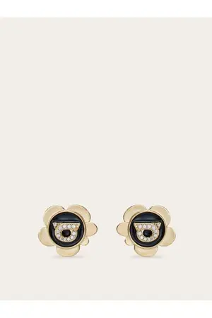 FERRAGAMO Gancini Charm Stud Earrings - Black
