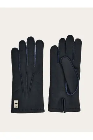 FERRAGAMO Leather Gloves - Navy