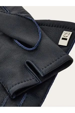 FERRAGAMO Leather Gloves - Navy